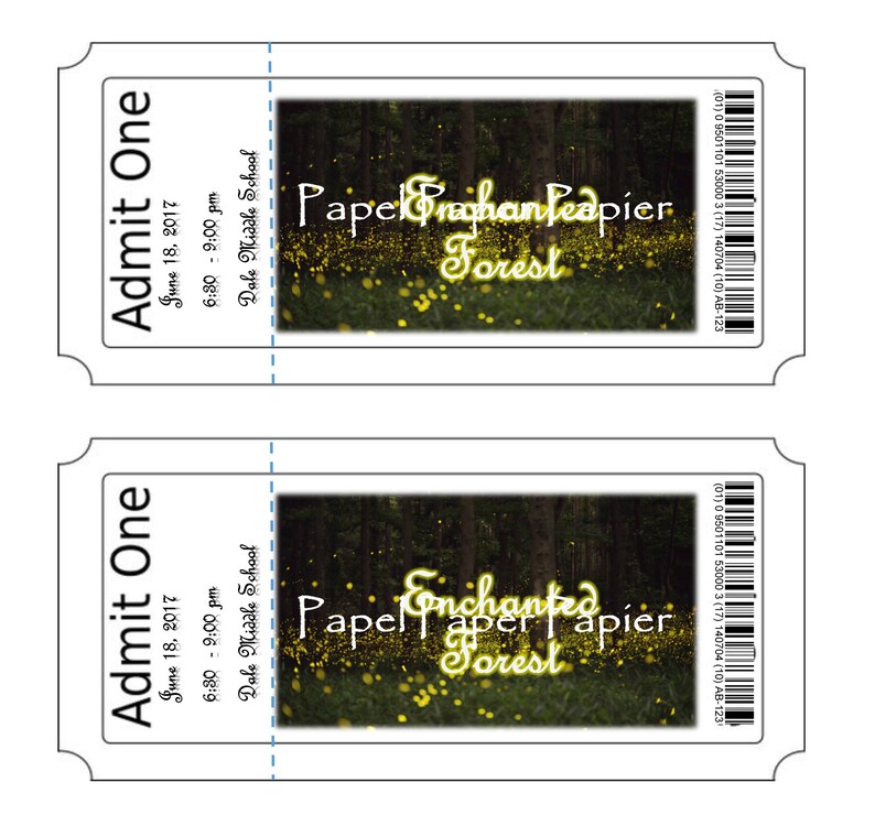 Enchanted Forest Ticket - School Dance/prom-homecoming Invitation/card ...