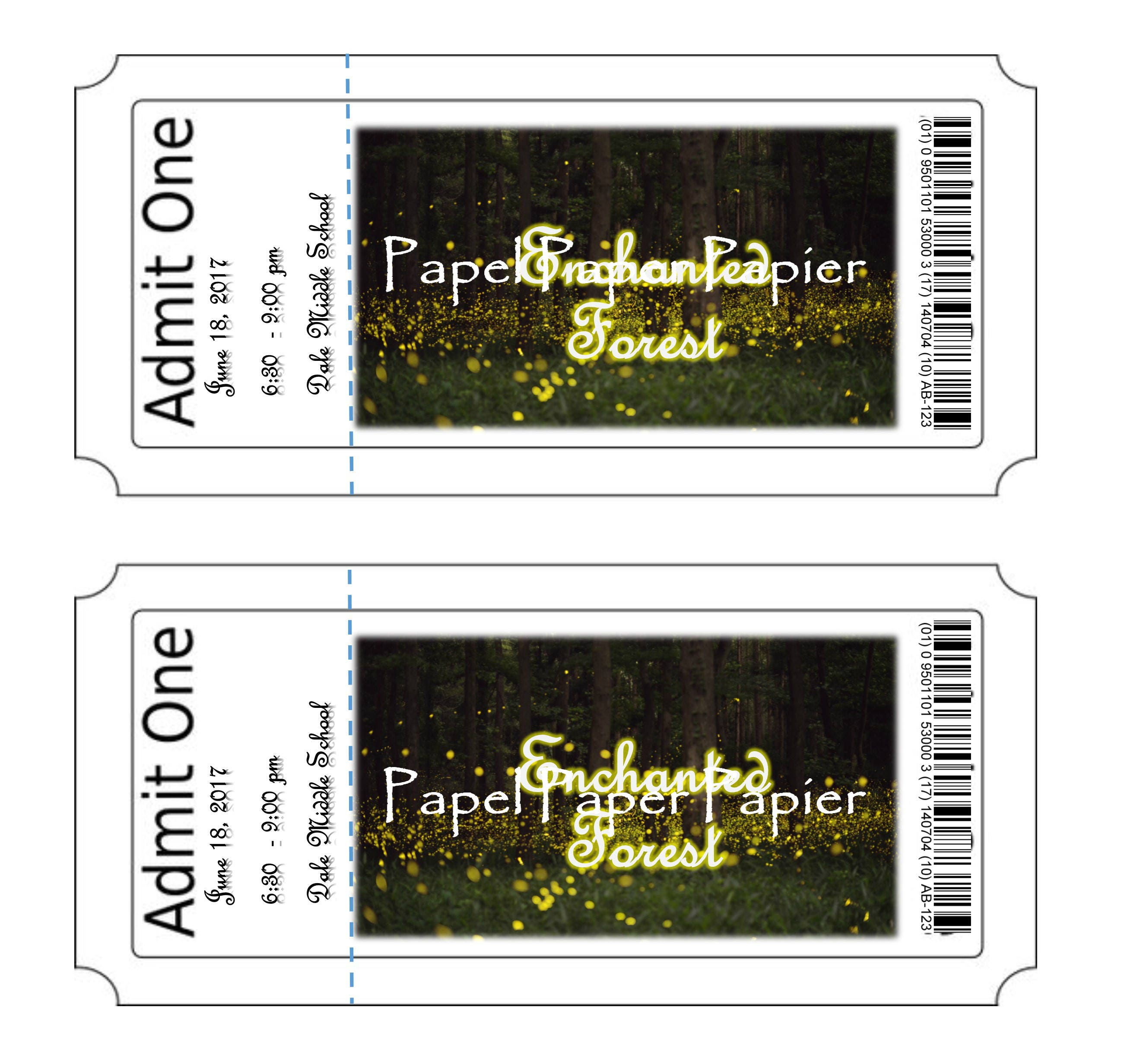 Enchanted Forest Ticket - School Dance/prom-homecoming Invitation/card ...