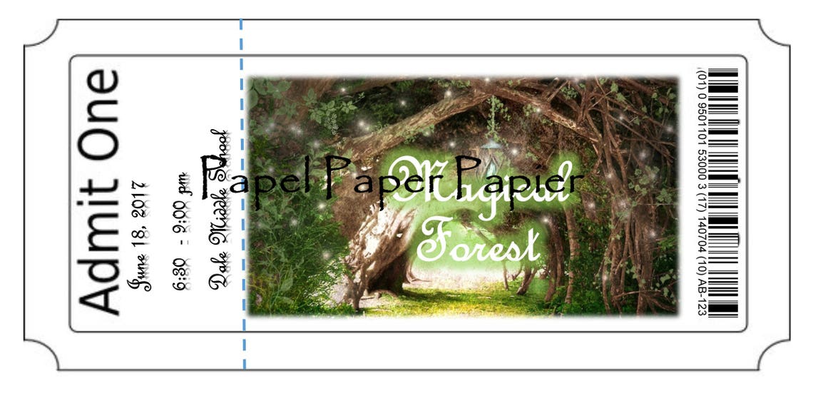 Magical Forest Ticket - School Dance/prom-homecoming Invitation/card ...