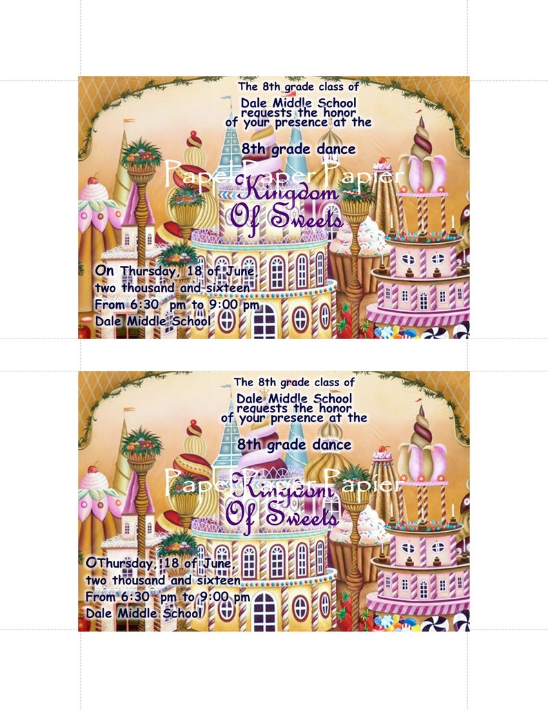 Kingdom of Sweets - School Dance/prom-homecoming Invitation/card ...