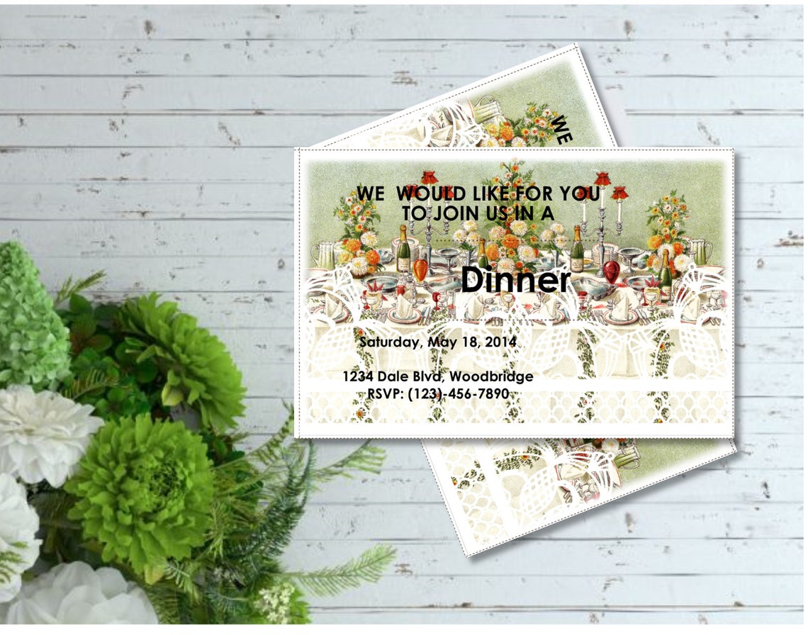 Dinner/lunch/brunch Invitation Card Vintage Customizable - Printable ...