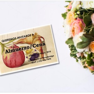 Dinner/lunch/brunch Invitation Card in Spanish Vintage Customizable ...