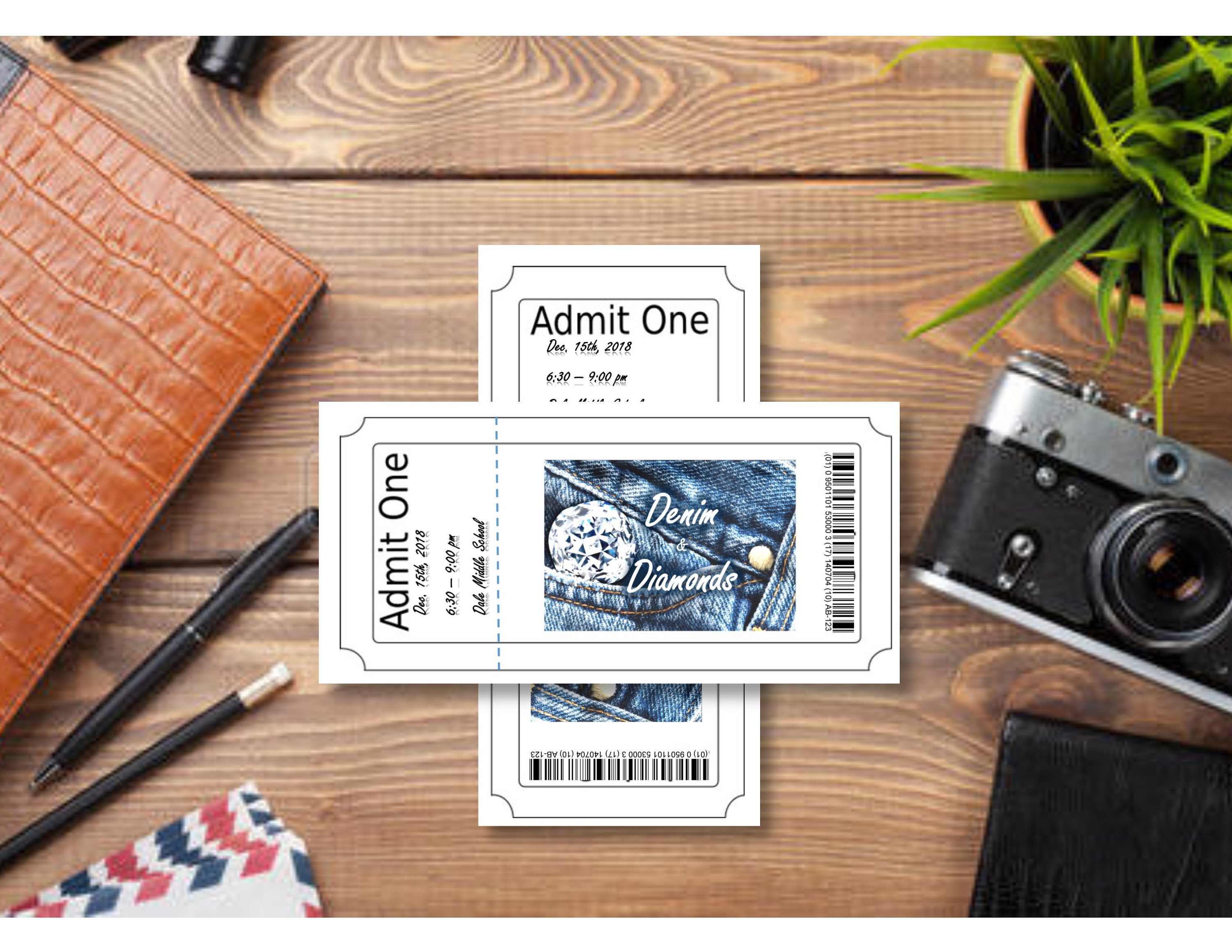 Denim and Diamonds- School Dance/prom-homecoming Ticket Customizable ...