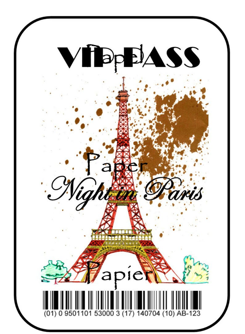 A Night in Paris - VIP Pass for Dance Customizable - Printable Digital ...