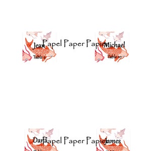 Koi Fish Wedding Place Cards/escort Cards Customizable Printable ...