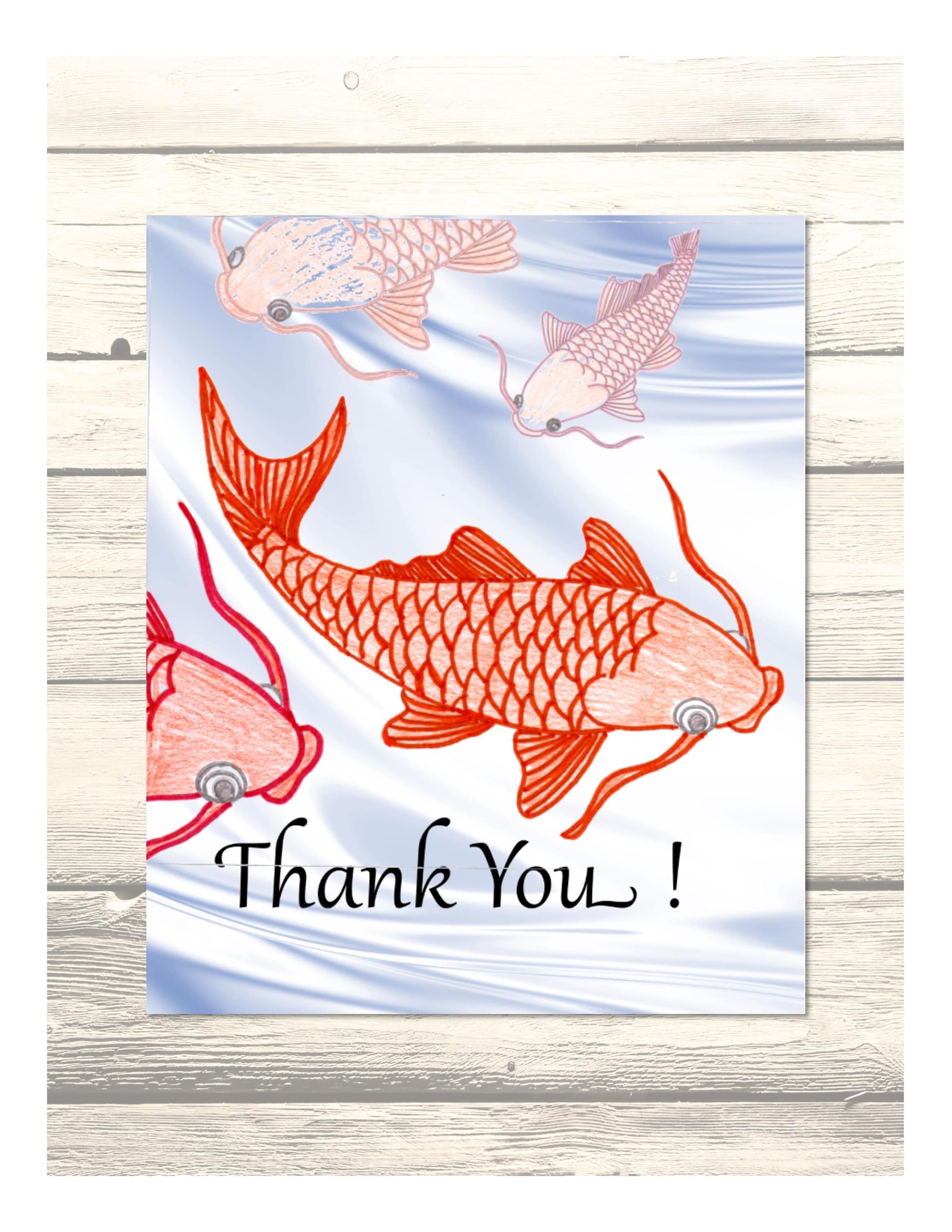 Koi Fish Wedding Thank You Cards Customizable - Printable Digital ...