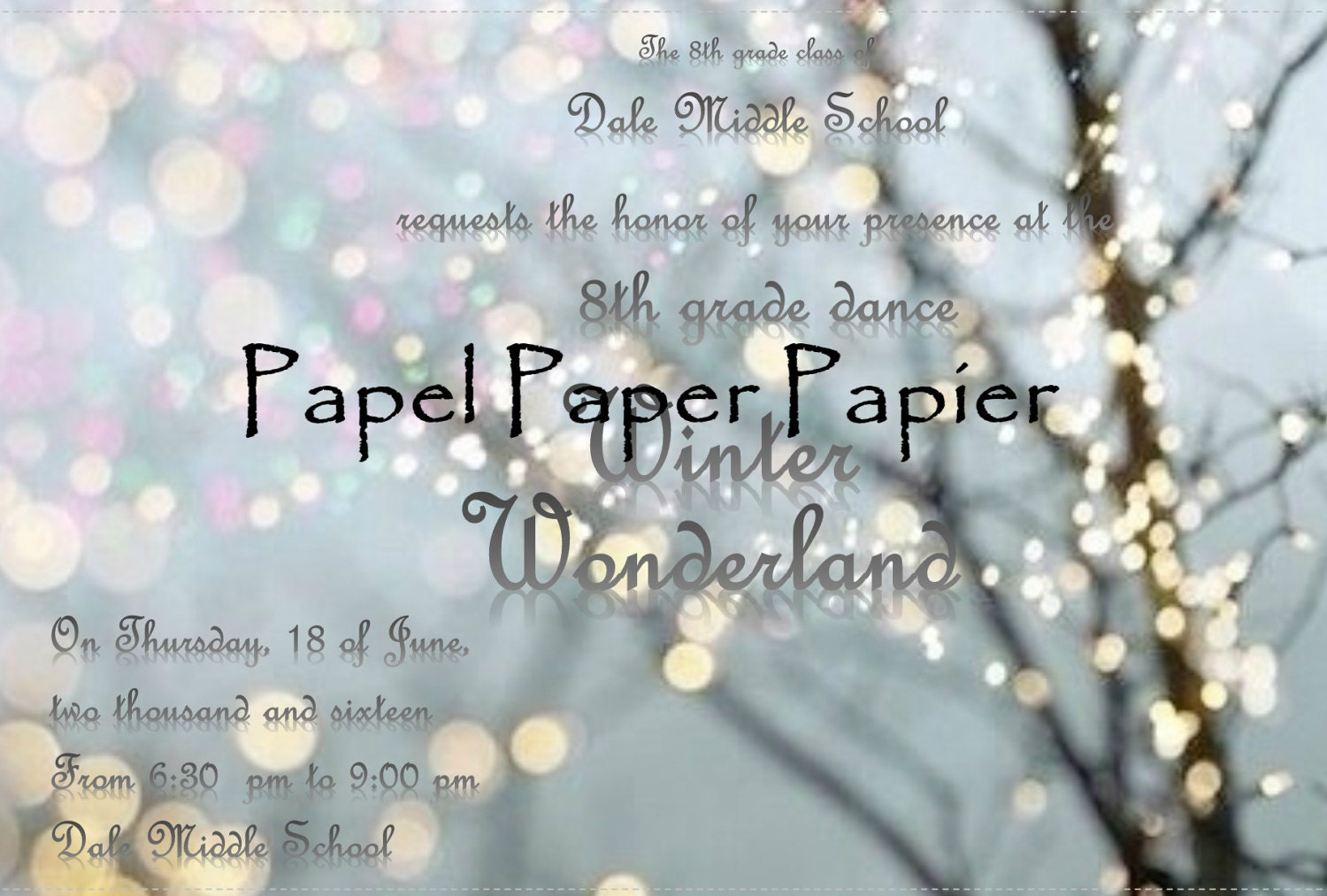 Winter Wonderland - School Dance/prom-homecoming Invitation/card ...