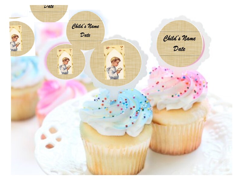 First Communion Cupcake Toppers, Lollipop Labels, Gift Box Labels ...