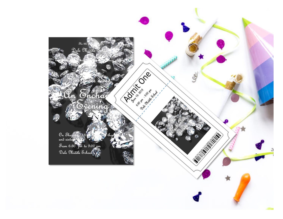 An Enchanted Evening School Dance/prom-homecoming Invitation and Ticket ...