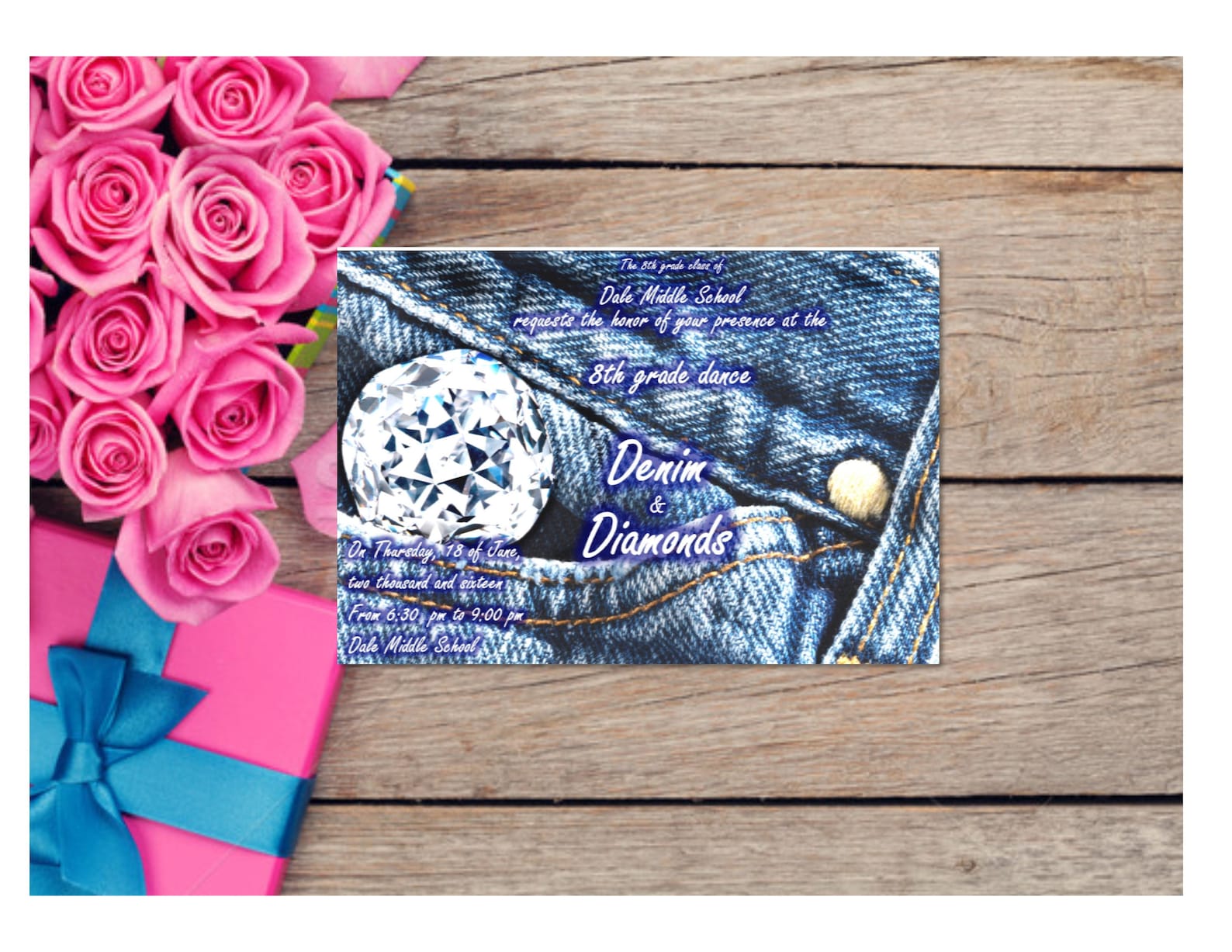Denim and Diamonds- School Dance/prom-homecoming Invitation/card ...