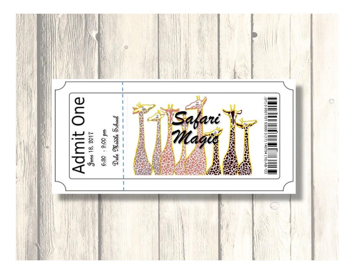 Safari Magic Ticket- School Dance/prom Invitation/homecoming/card ...