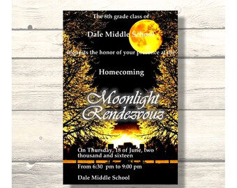 Shanghai Moon School Dance/prom Invitation/homecoming/card Customizable ...
