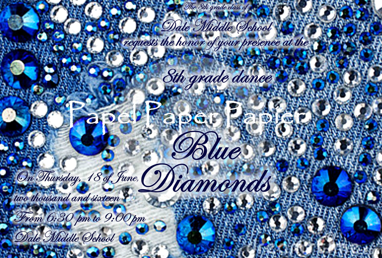 Diamonds and Denim- School Dance/prom-homecoming Invitation/card ...