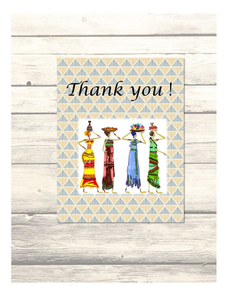 African Tribal Design Wedding Thank You Cards Customizable - Printable ...