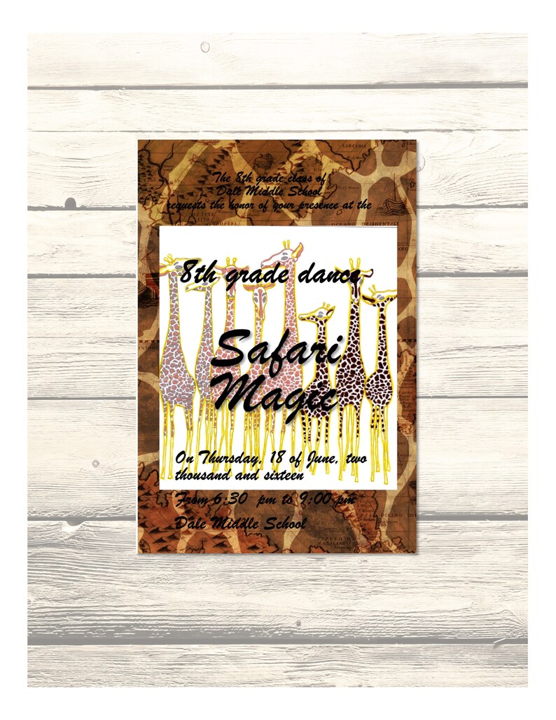 Safari Magic- School Dance/prom-homecoming Invitation and Ticket Set ...