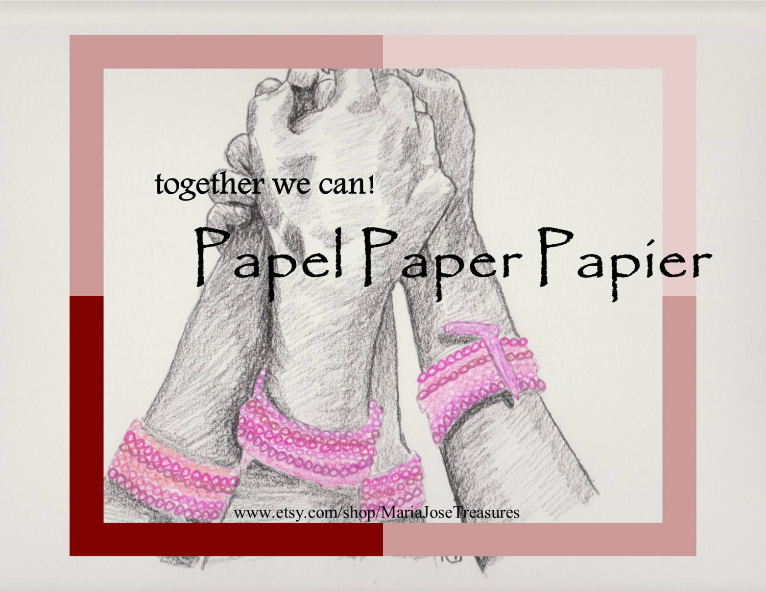 Together We Can! Pink Ribbon Breast Cancer Support Post Cards ...
