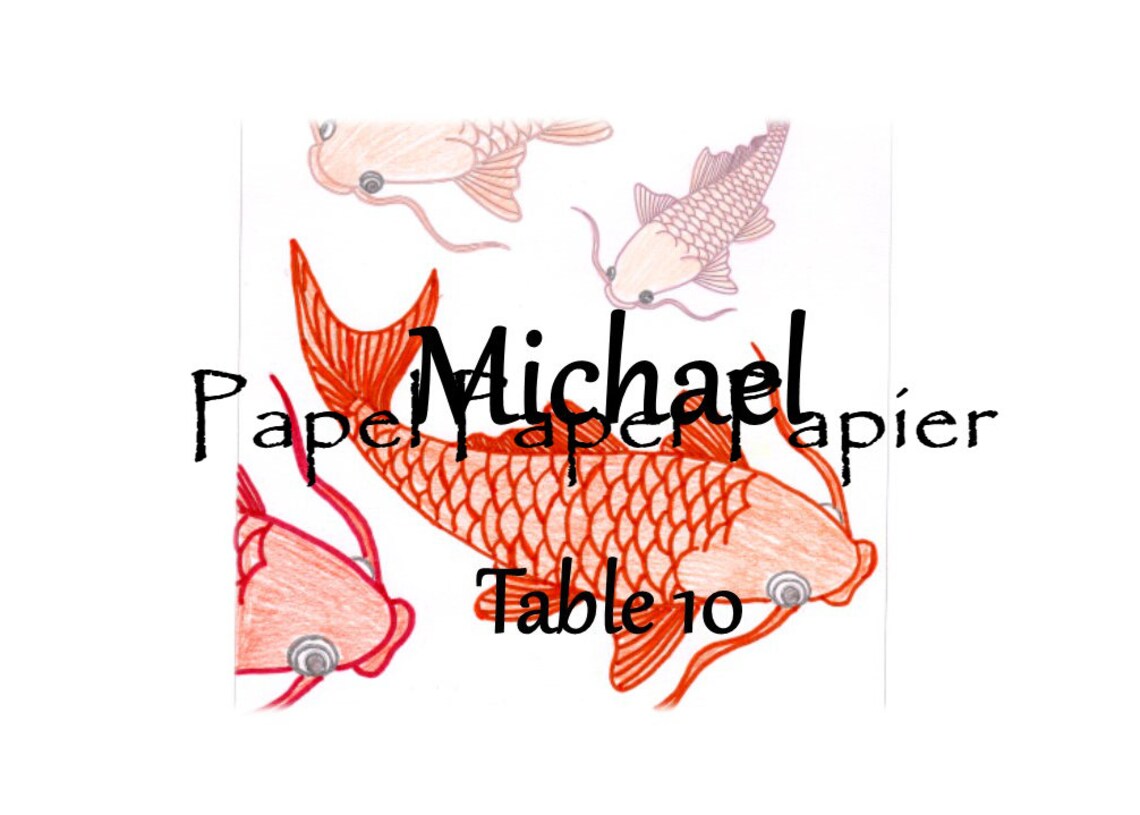 Koi Fish Wedding Place Cards/escort Cards Customizable Printable ...