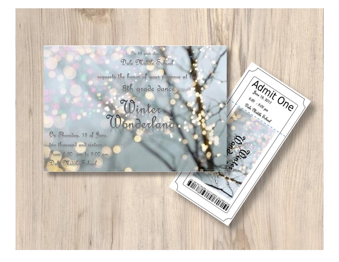 Winter Wonderland- School Dance/prom-homecoming Invitation and Ticket ...