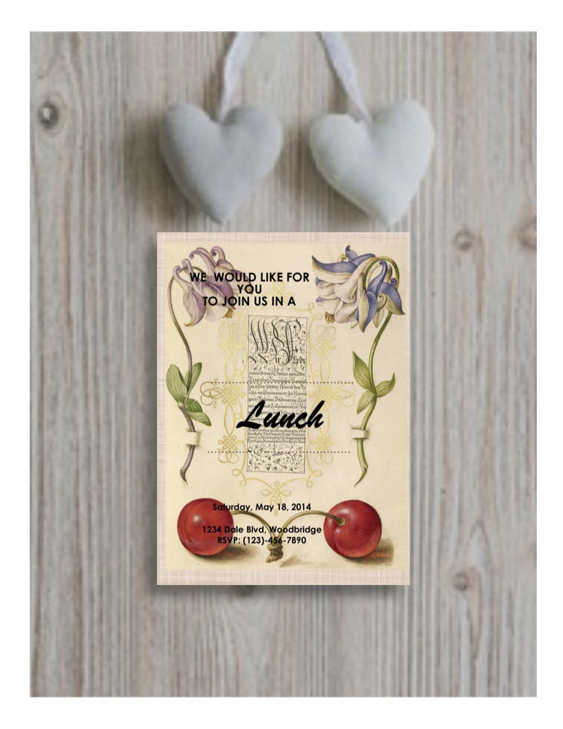 Dinner/lunch/brunch Invitation Card Vintage Customizable - Printable ...