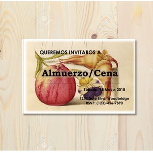 Dinner/lunch/brunch Invitation Card in Spanish Vintage Customizable ...