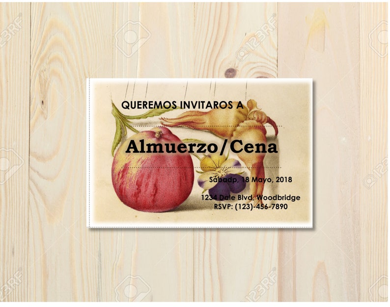 Dinner/lunch/brunch Invitation Card in Spanish Vintage Customizable ...