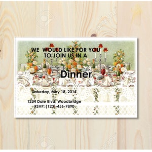 Dinner/lunch/brunch Invitation Card Vintage Customizable - Printable ...