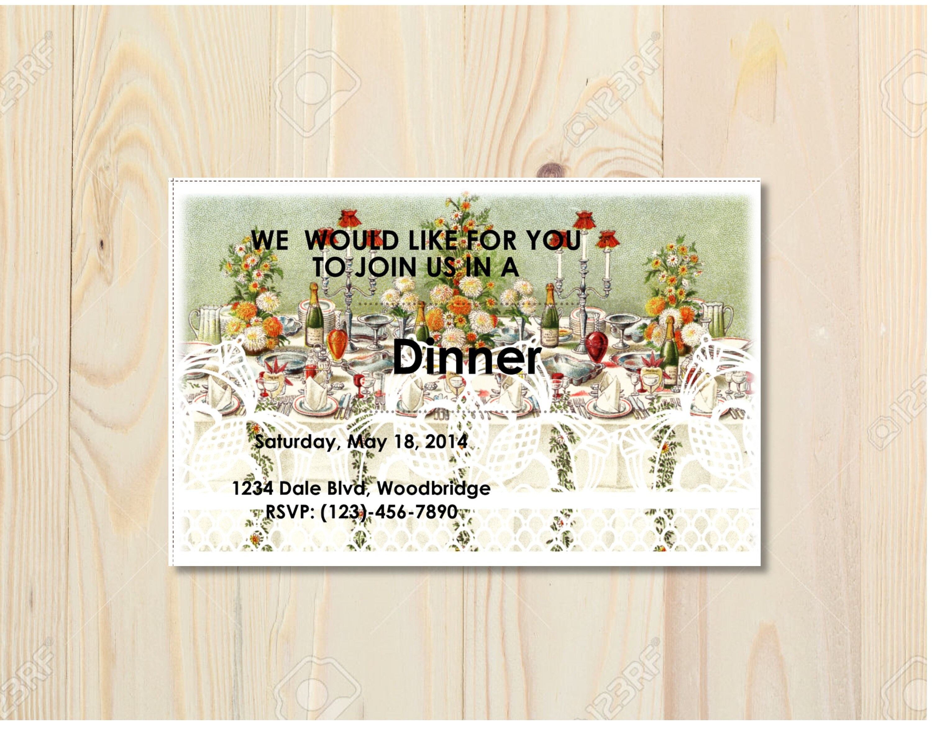 Dinner/lunch/brunch Invitation Card Vintage Customizable - Printable ...