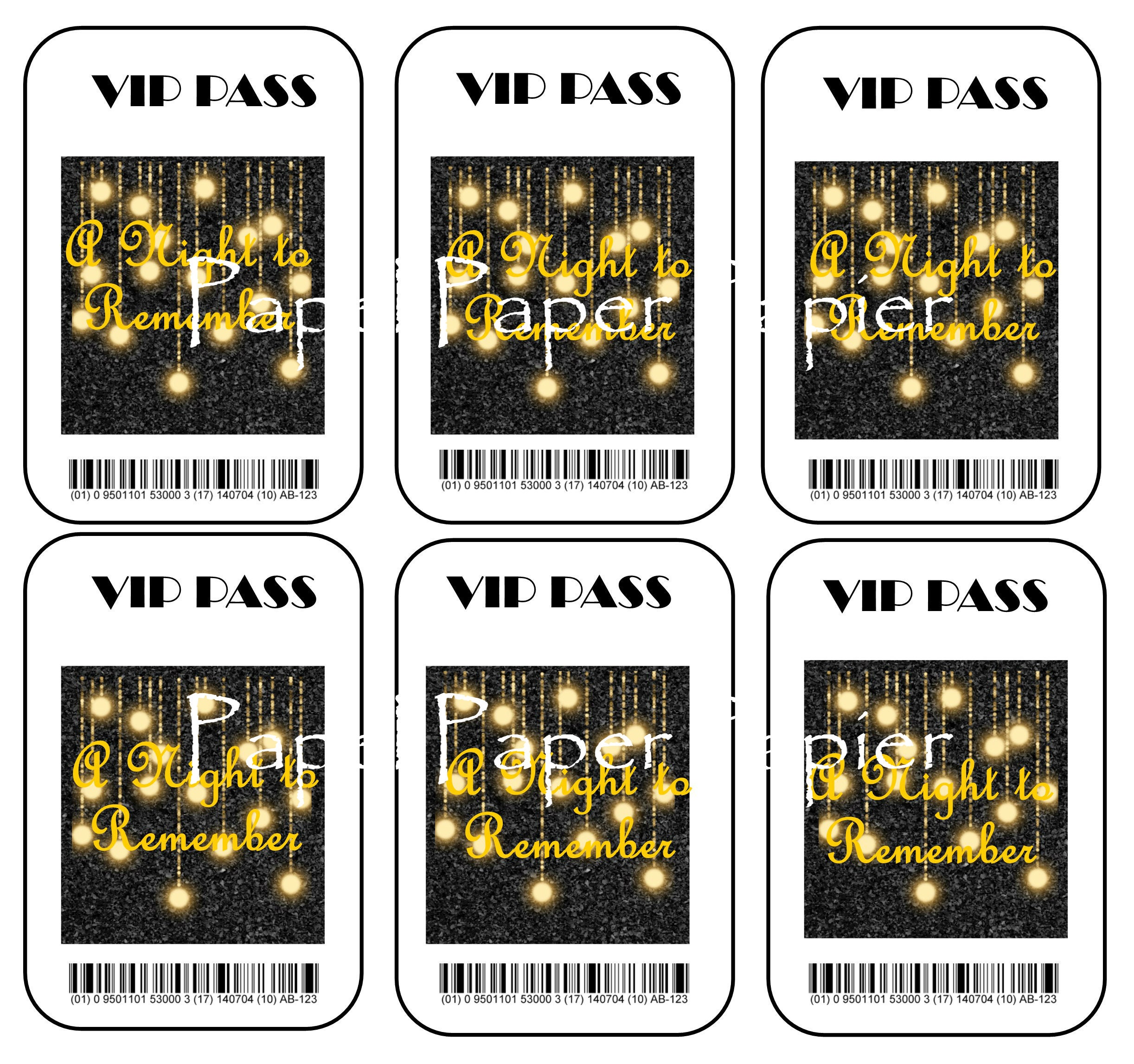 A Night to Remember VIP Pass for Dance Customizable Printable Digital ...