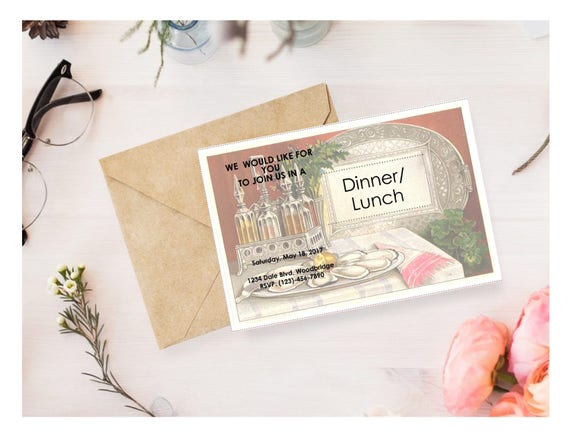 Dinner/lunch/brunch Invitation Card Vintage Customizable - Etsy