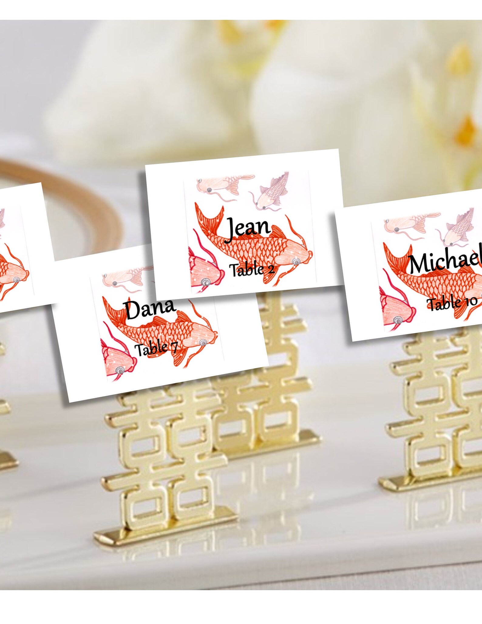 Koi Fish Wedding Place Cards/escort Cards Customizable Printable ...