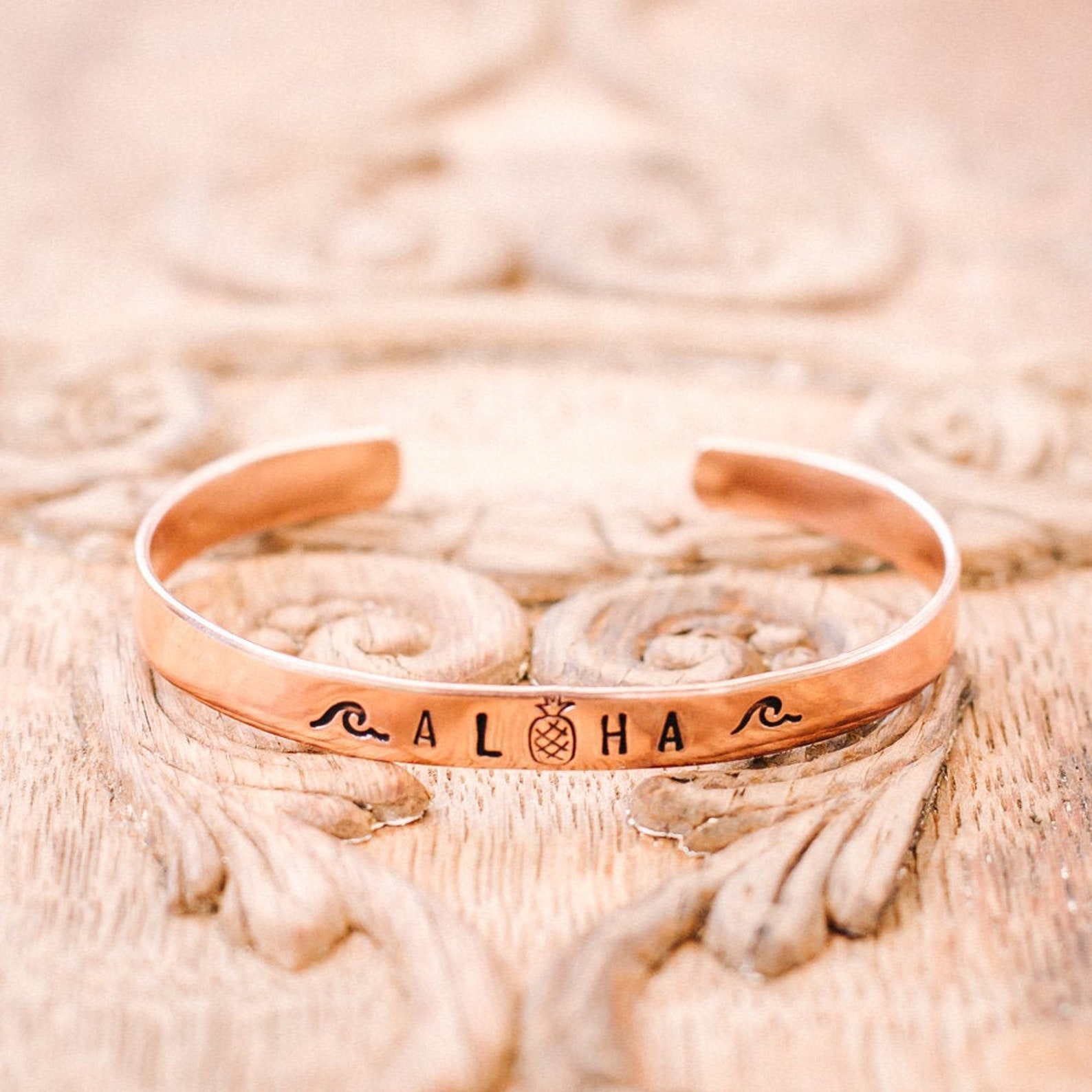 Aloha Metal Stamped Bracelet Hawaii Bracelet Made in | Etsy