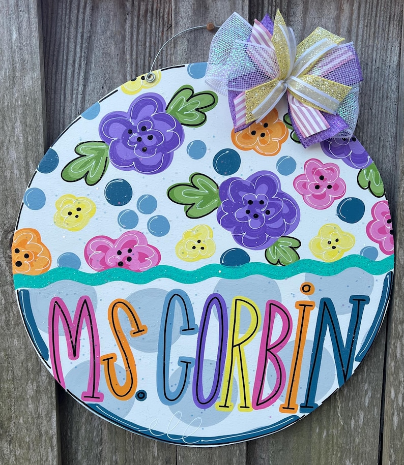 Teacher Door Hanger, Floral Door Hanger, School Counselor Door Hanger ...