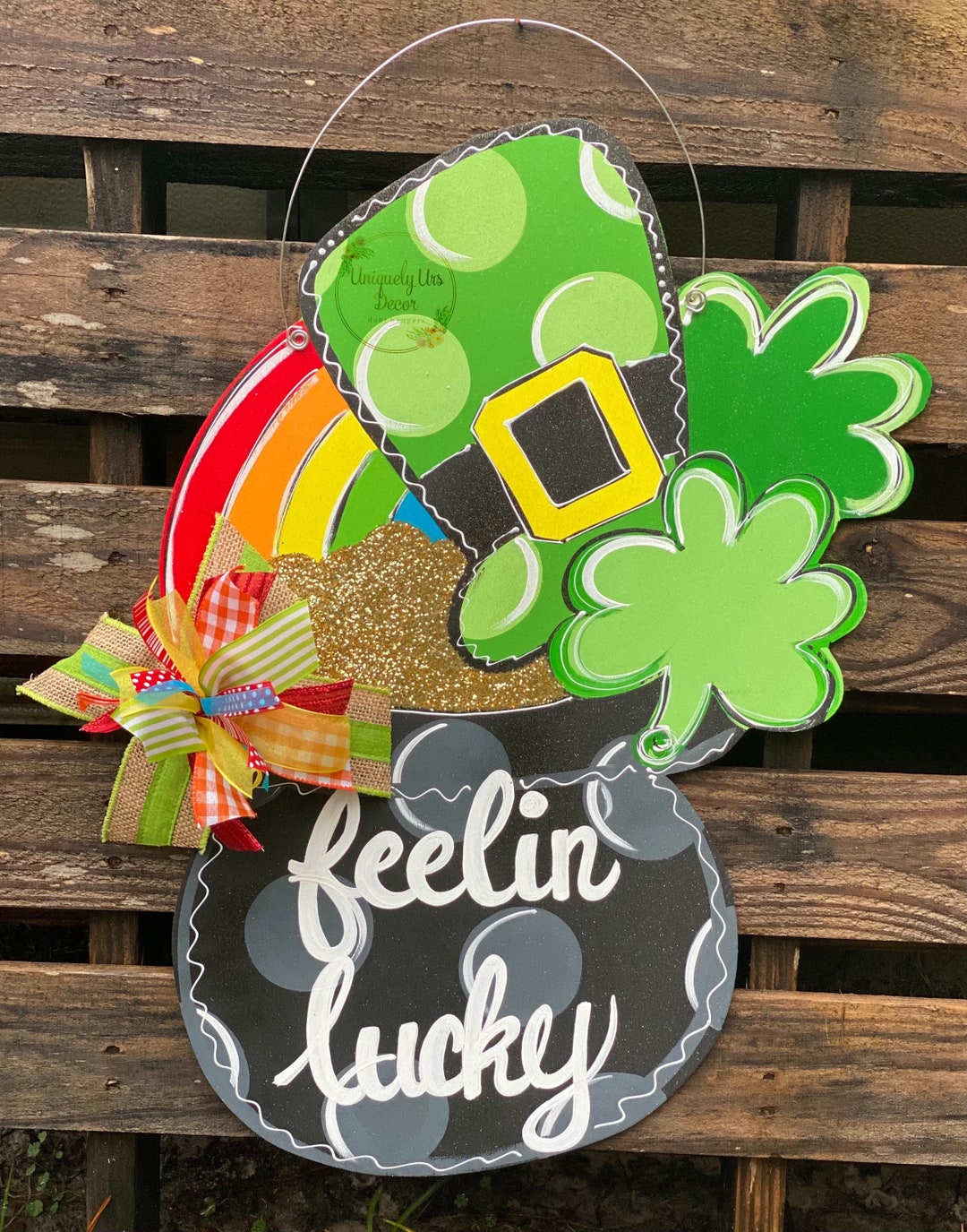 Pot of Gold Door Hanger, Lucky Door Hanger, Rainbow Door Hanger, St ...