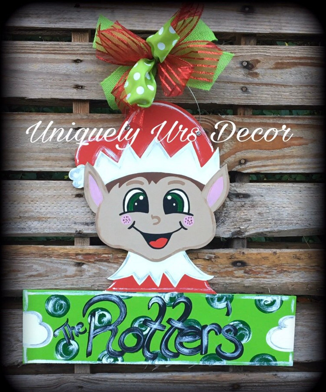 Elf Door Hanger, Christmas Door Hanger, Door Hanger, Elf, Merry ...