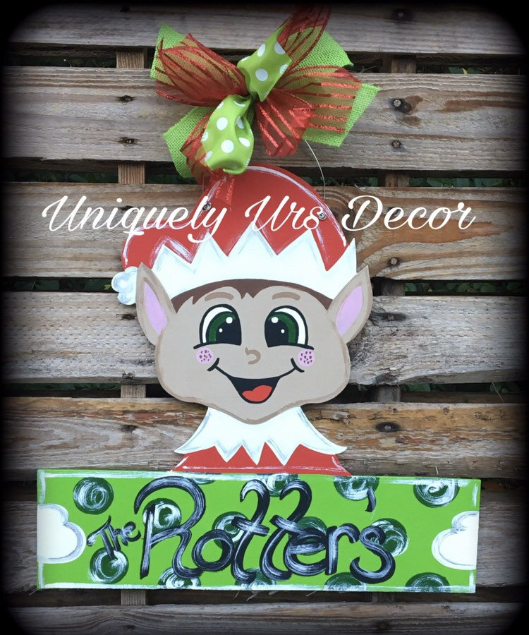 Elf Door Hanger Christmas Door Hanger Door Hanger Elf | Etsy