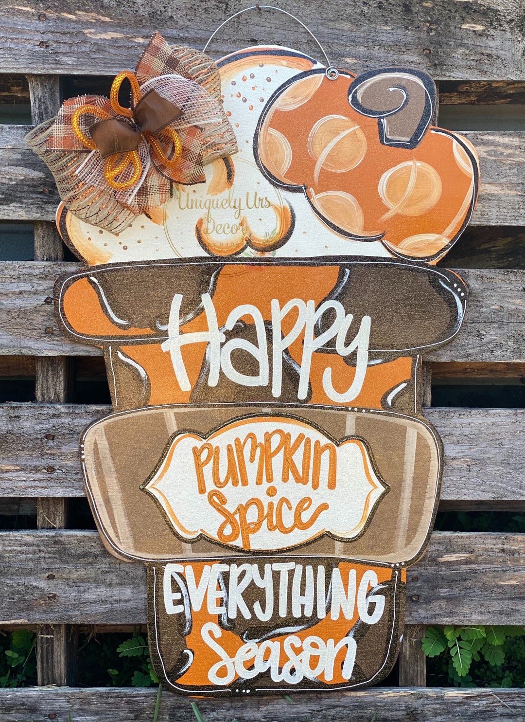 Pumpkin Spice Latte Door Hanger, Door Hanger, Fall Door Hanger - Etsy