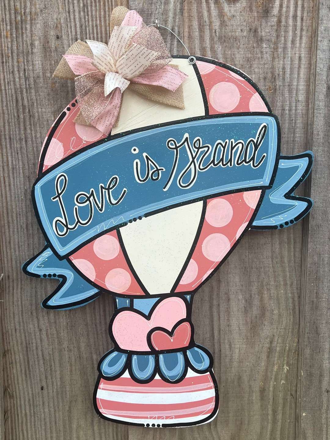 Valentines Day Hot Air Balloon, Door Hanger, Valentines Day Decor - Etsy