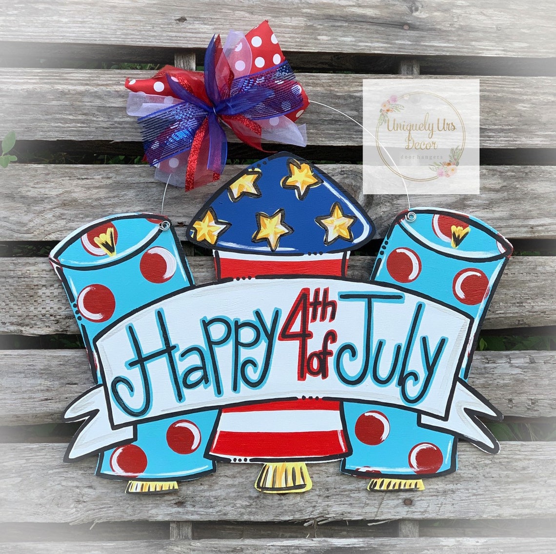 Firecracker Door Hanger 4th of July Door Hanger Patriotic | Etsy