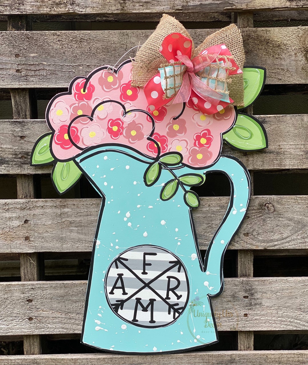 Spring Watercan Door Hanger, Spring Door Hanger, Door Hanger, Farmhouse ...