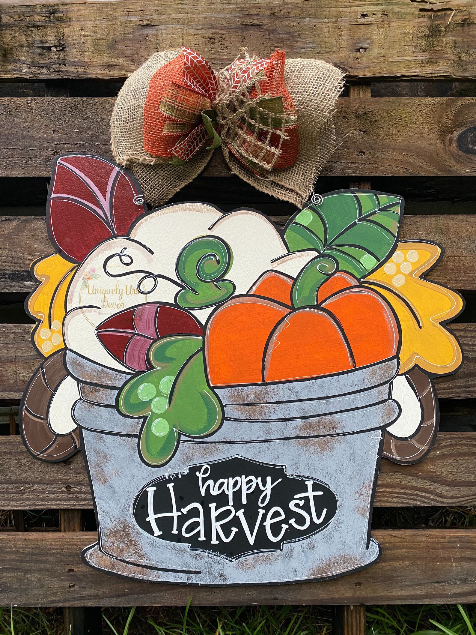 Happy Harvest Door Hanger, Fall Door Hanger, Door Hanger, Pumpkin Door ...