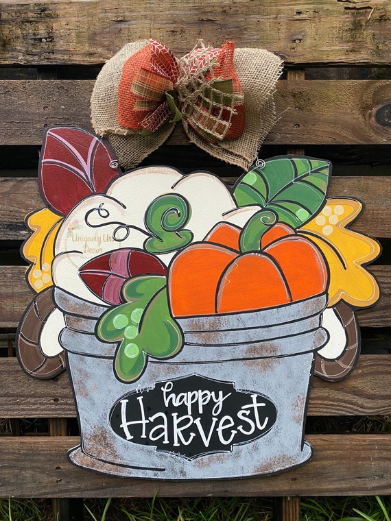 Happy Harvest Door Hanger Fall Door Hanger Door Hanger | Etsy
