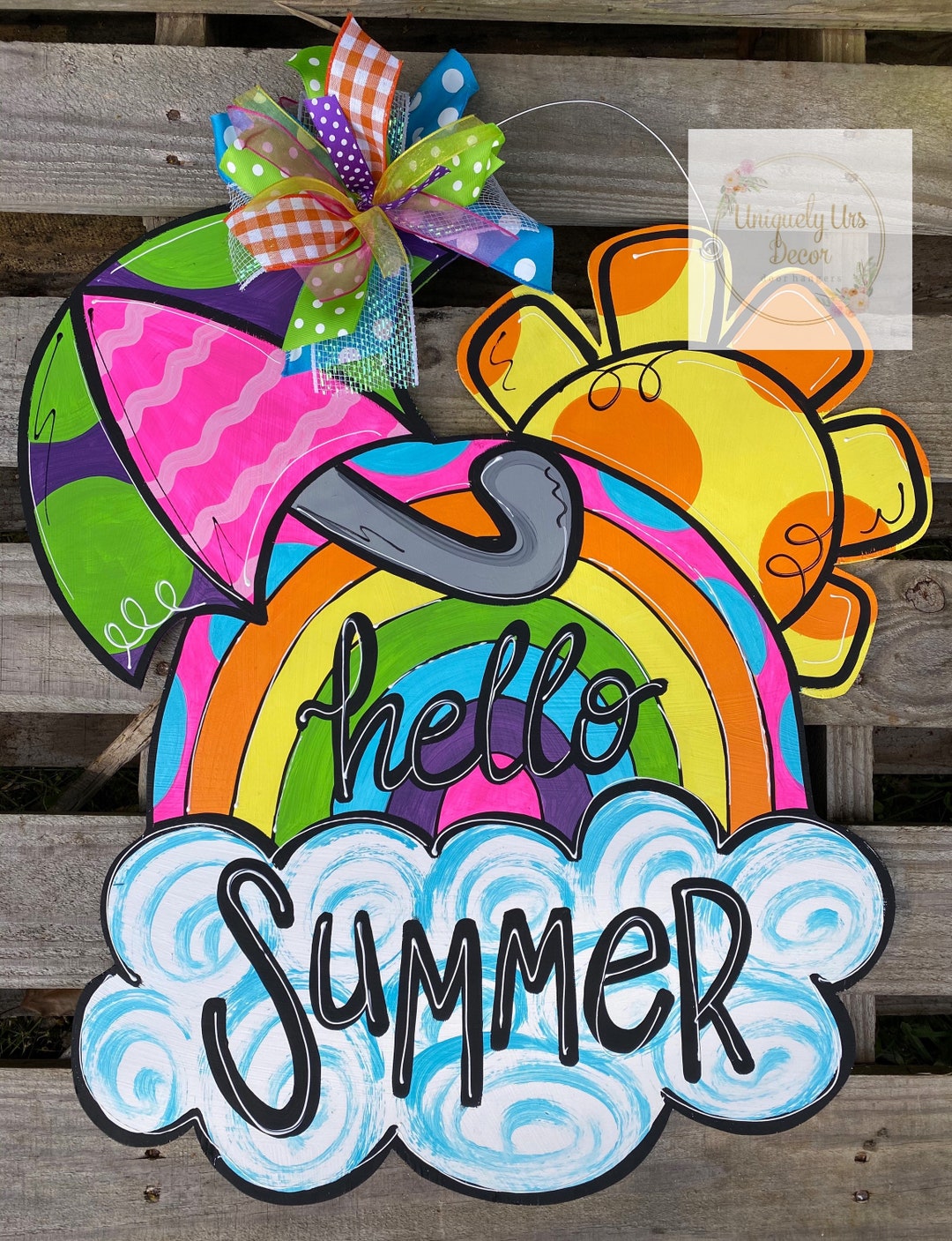 Summer Rainbow Door Hanger, Door Hanger, Rainbow Door Hanger, Sunshine ...