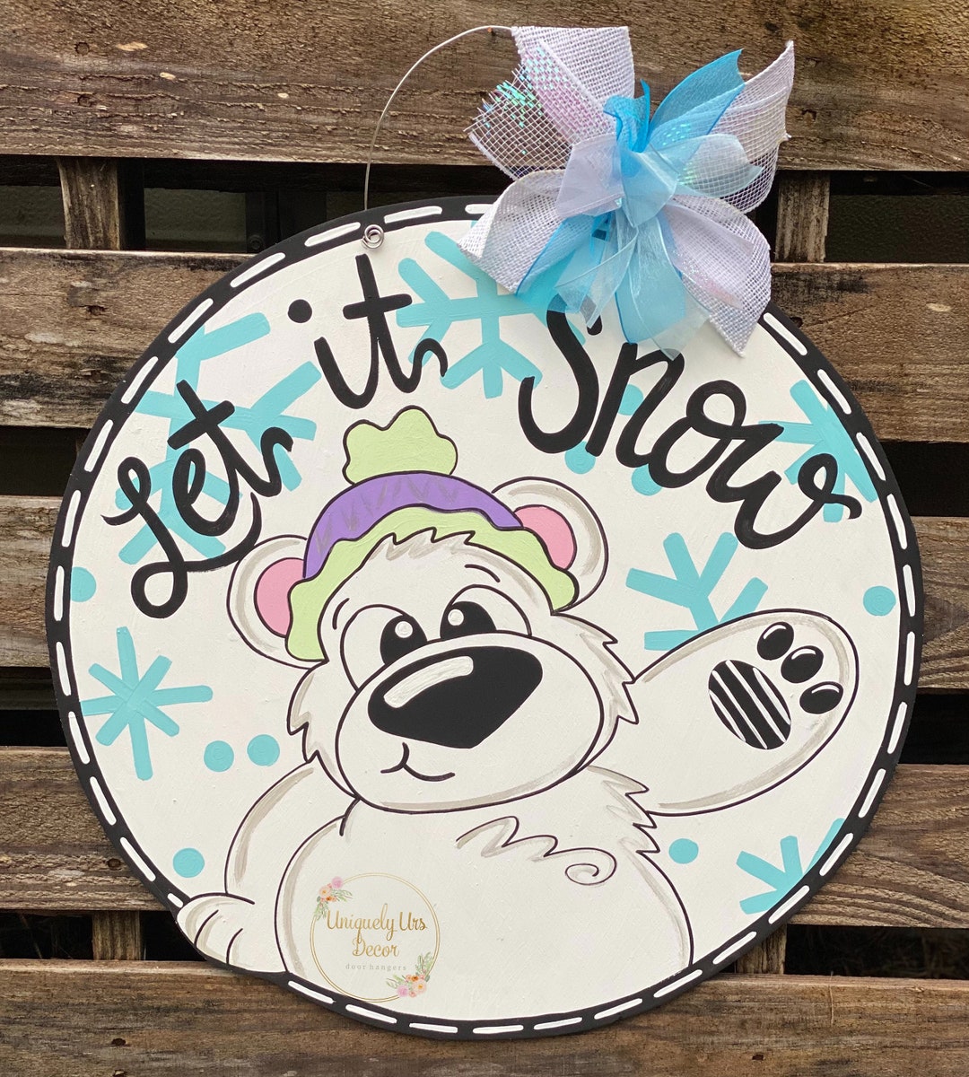 Polar Bear Door Hanger, Winter Door Hanger, Door Hanger, Let It Snow - Etsy