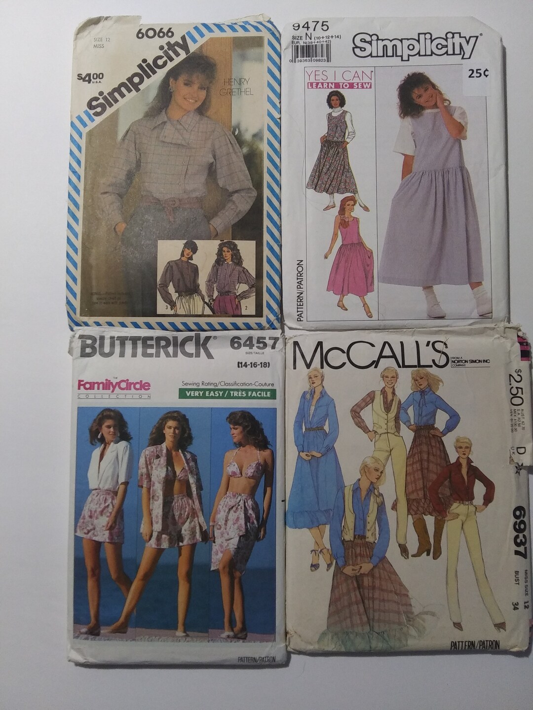 FOUR Vintage 1980s Misses' Patterns Uncut - Etsy