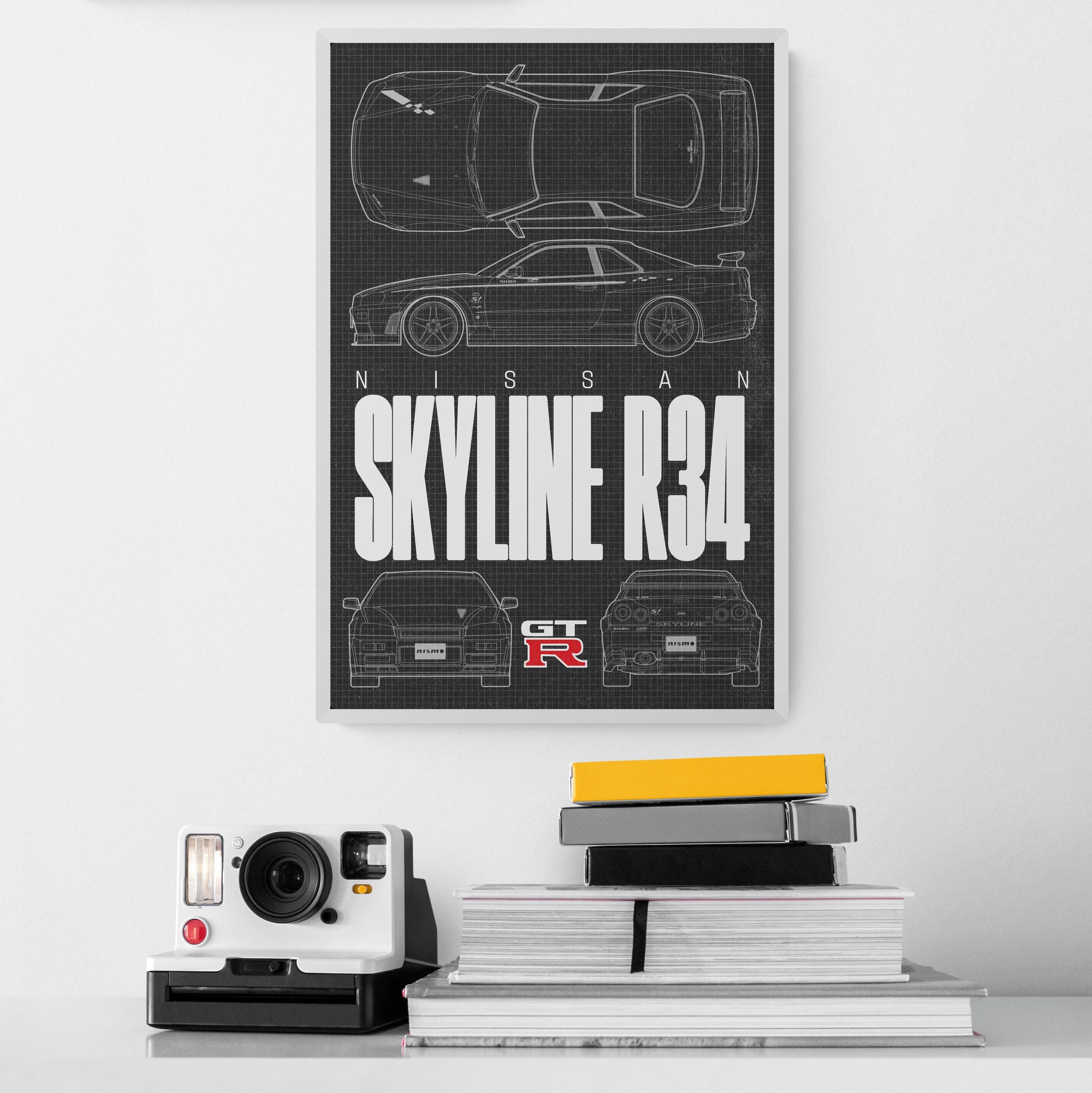 Nissan Skyline R34 GT-R JDM | Black | Blueprint Printable(pdf ...