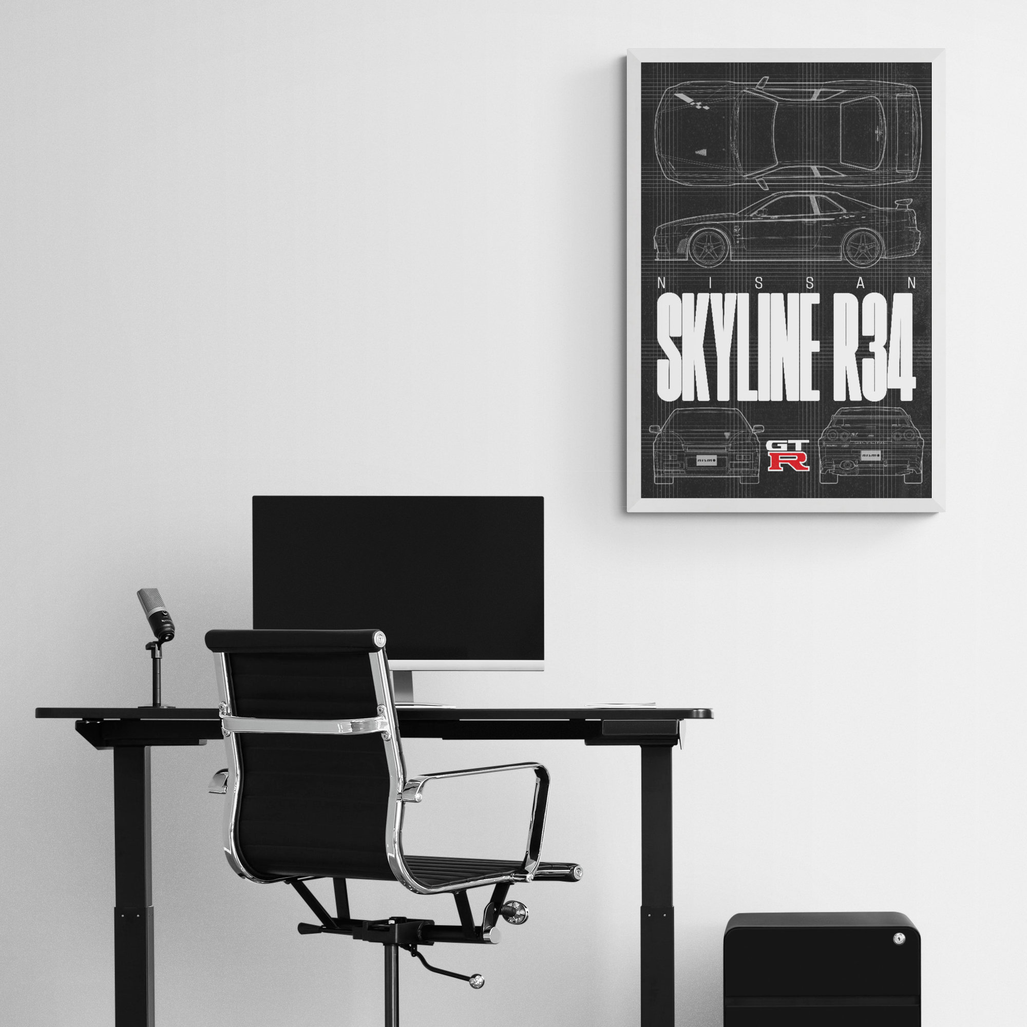 Nissan Skyline R34 GT-R JDM | Black | Blueprint Printable(pdf ...