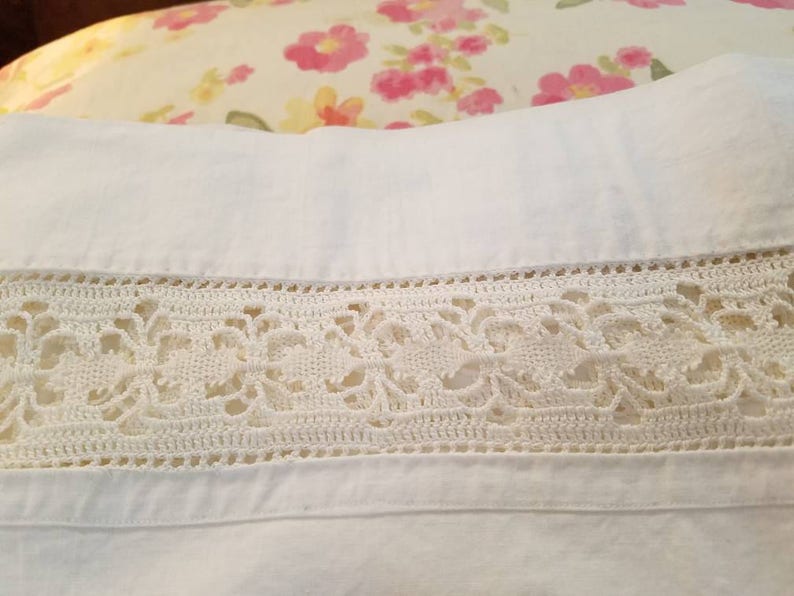 White Lace Sheet Heavy White Crisp Cotton Vintage Bed Sheets - Etsy