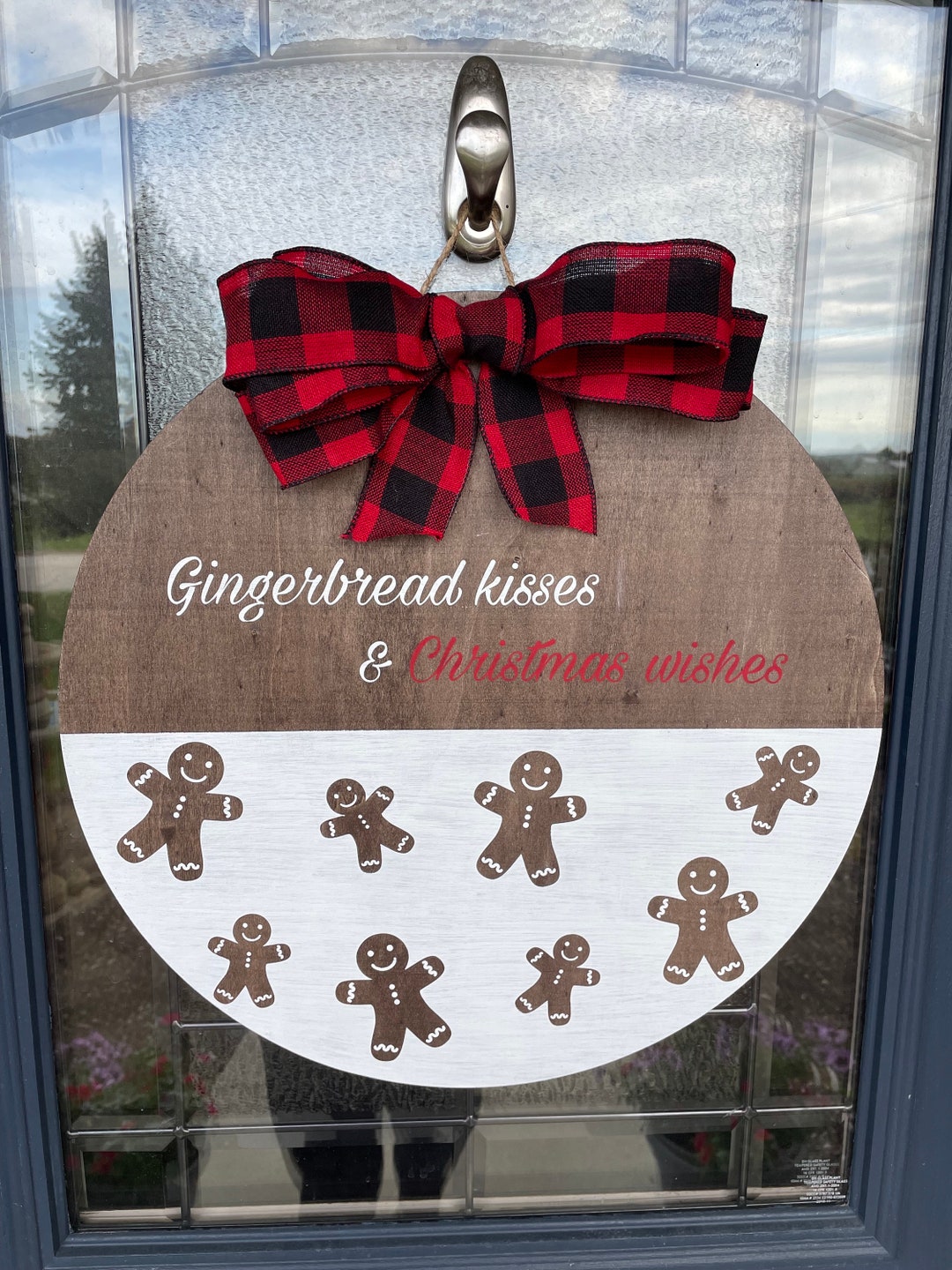 Gingerbread Kisses & Christmas Wishes Round Front Door Home Decor ...