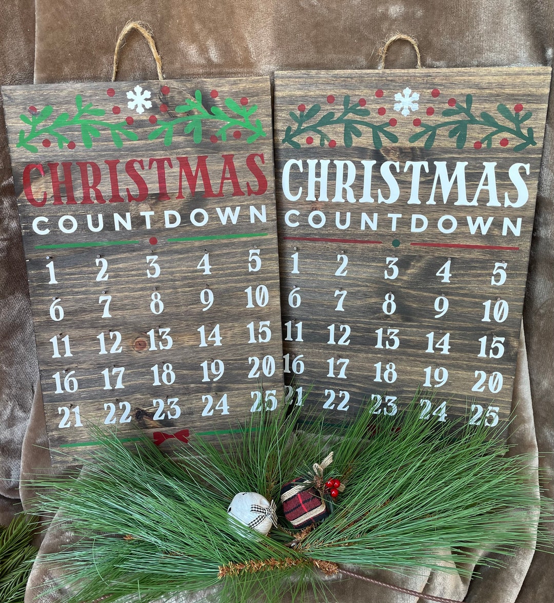Christmas Countdown Boards With Bell or Present, Rustic Countdown to ...