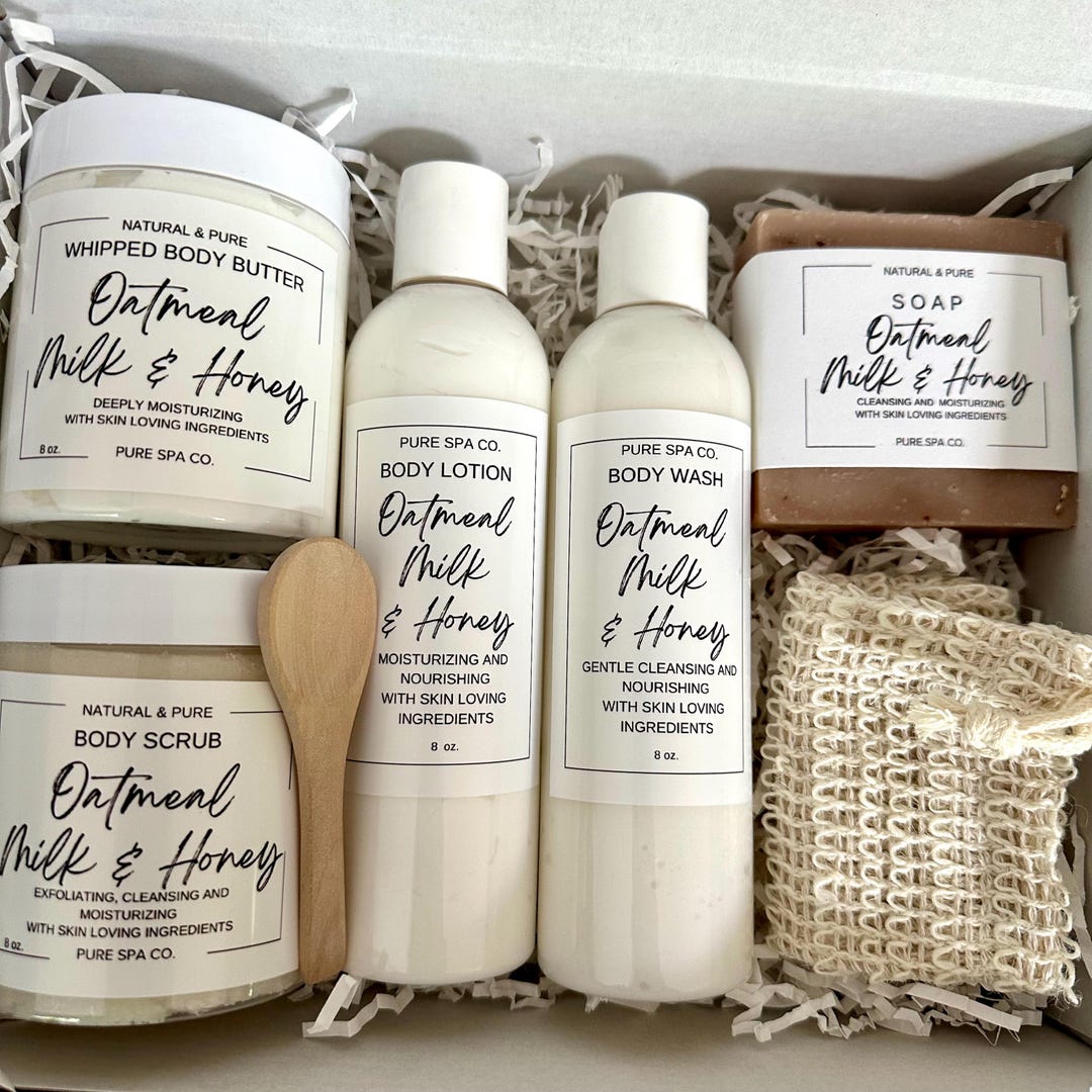 Custom Spa Gift Box: Natural Oatmeal Milk & Honey Body Products - Etsy